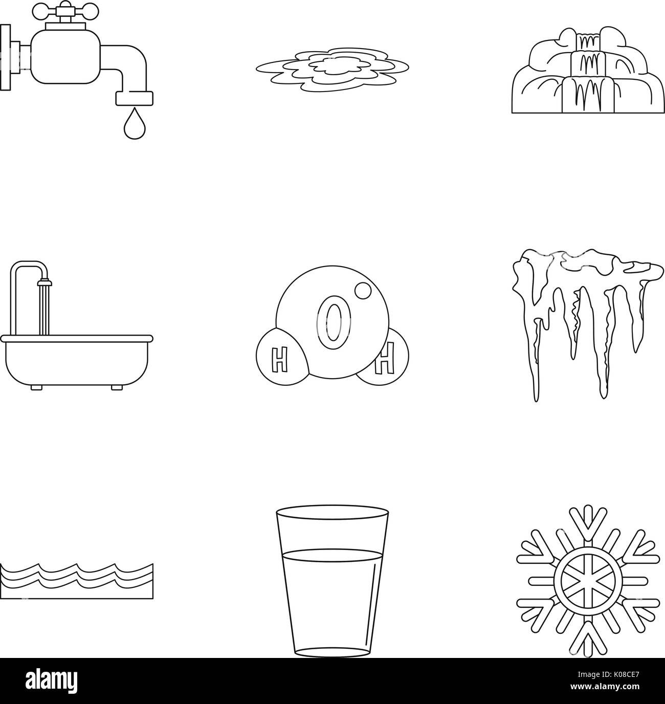 Different water form icon set, outline style Stock Vector Image & Art ...