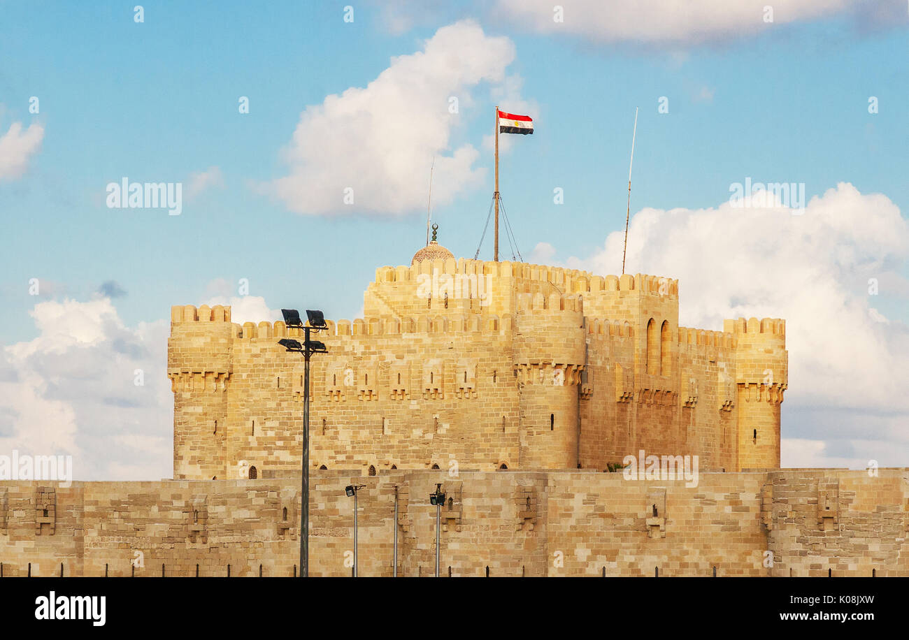 Alexandria Historical View of Qaetbay Castle Under Cloudy Sky Stock ...
