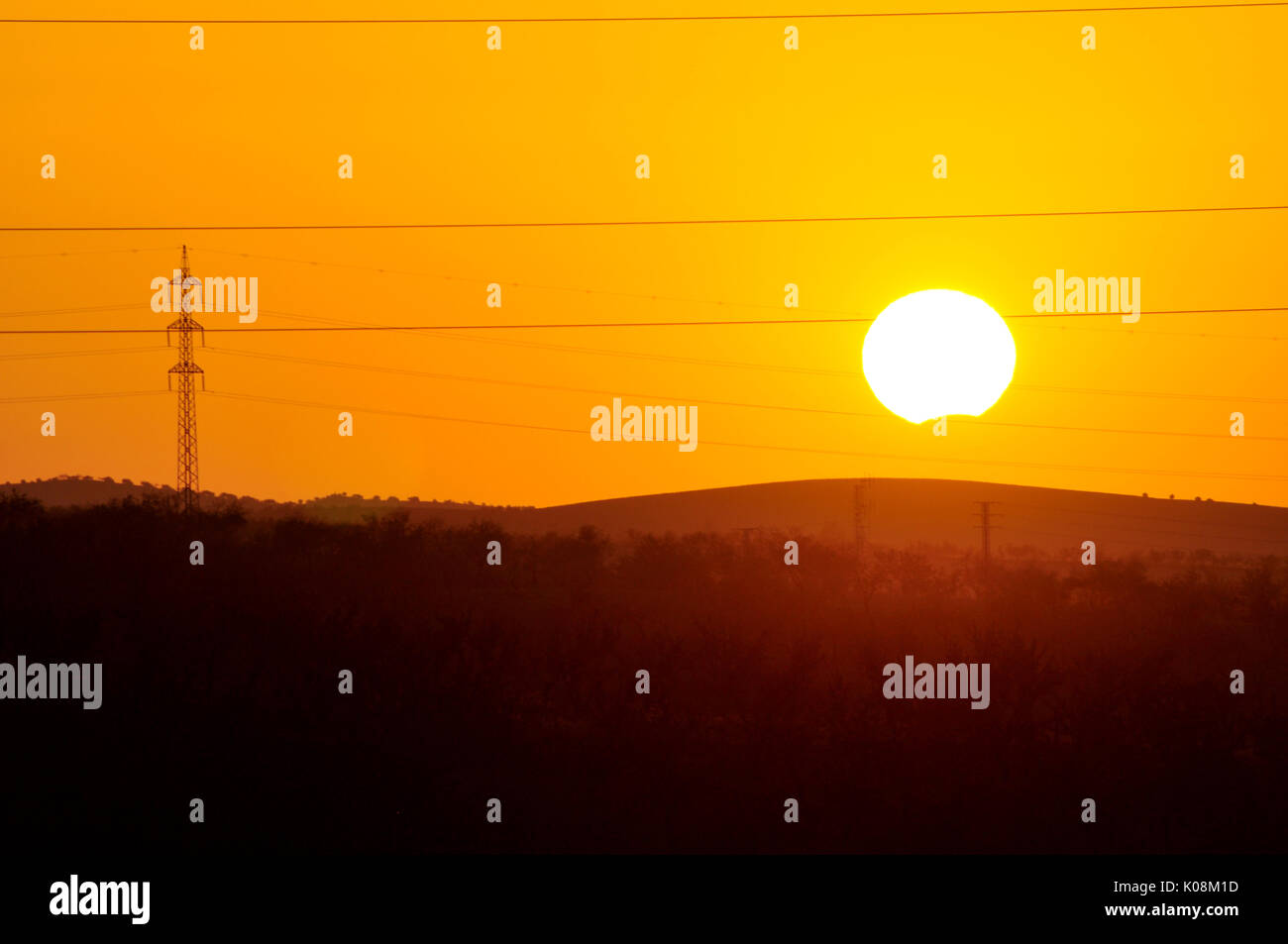 Sunset with partial eclipse of sun from southern Spain Stock Photo - Alamy