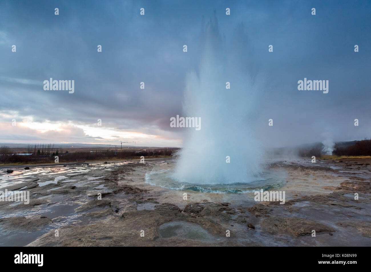Strokkur Geyser eruption, Haukadalur Geothermal Area, Haukadalur ...