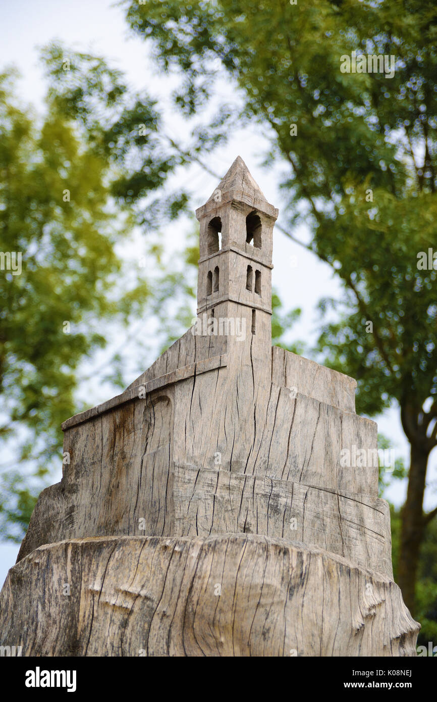 Saint Mary's Vallclara church wooden scale model in Spanish village of ...