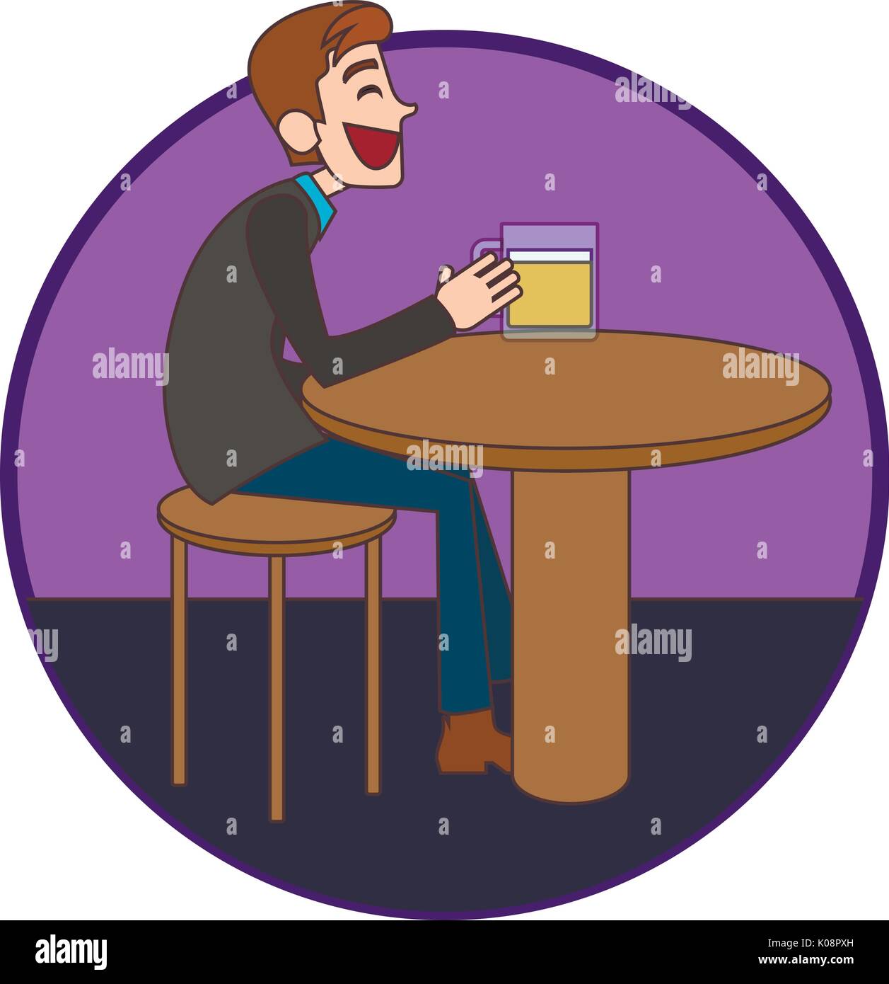 Illustration man sitting holding glass High Resolution Stock ...