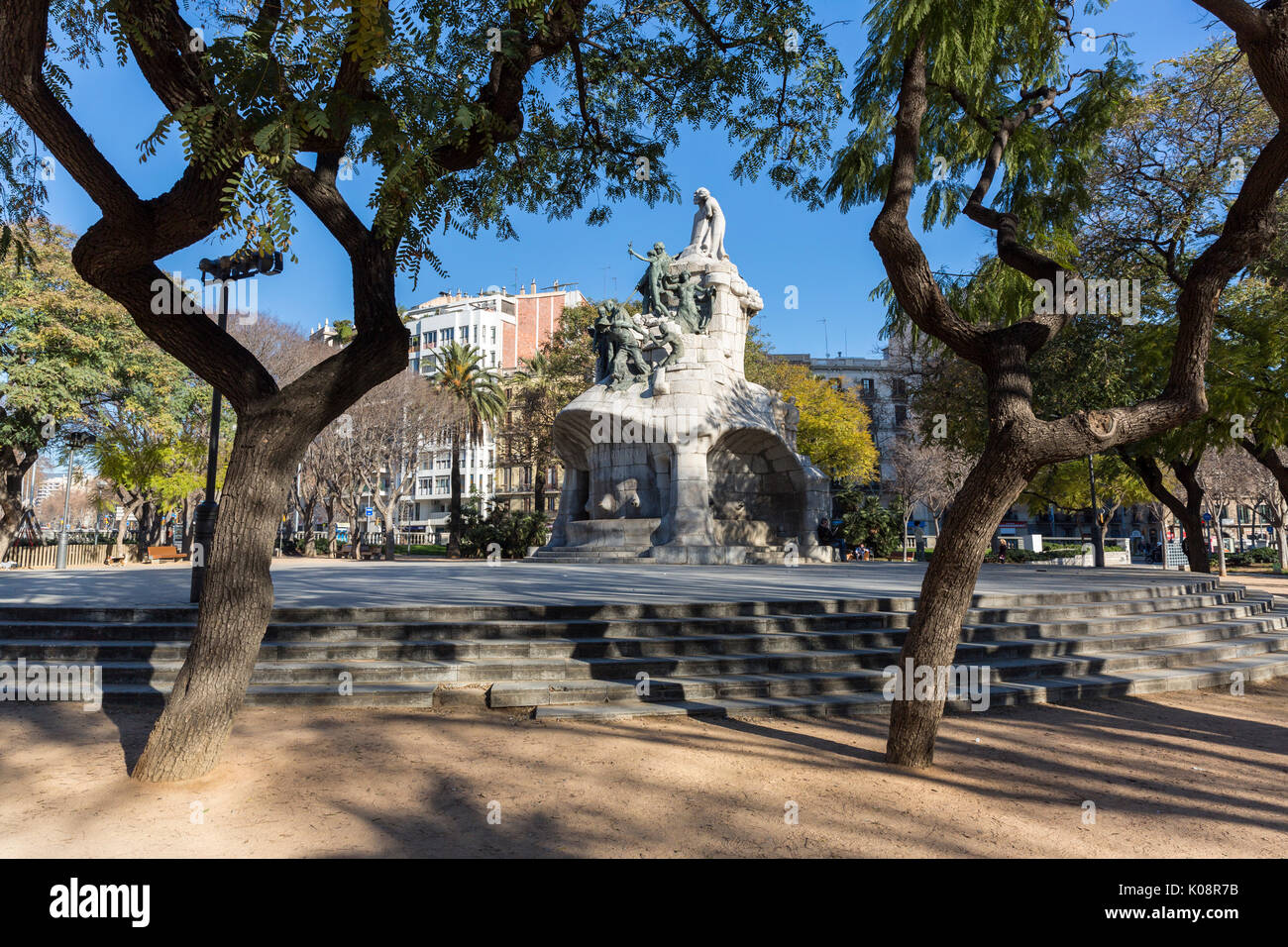 Spain, Catalonia, Barcelona. Plaza de Tetuan Monument to Doctor ...