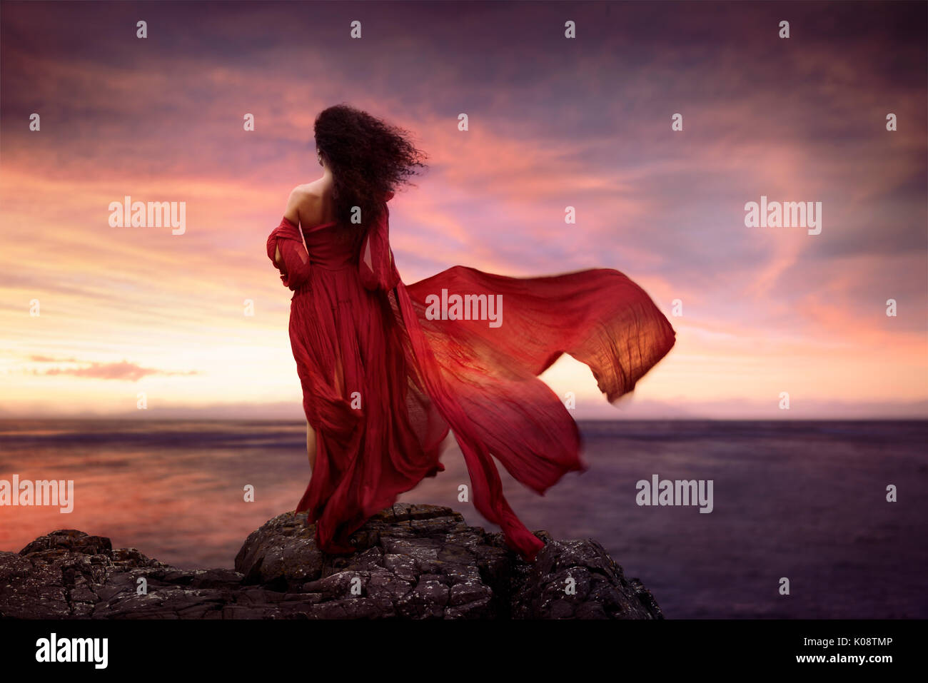 Woman wind dress High Resolution Stock Photography and Images - Alamy