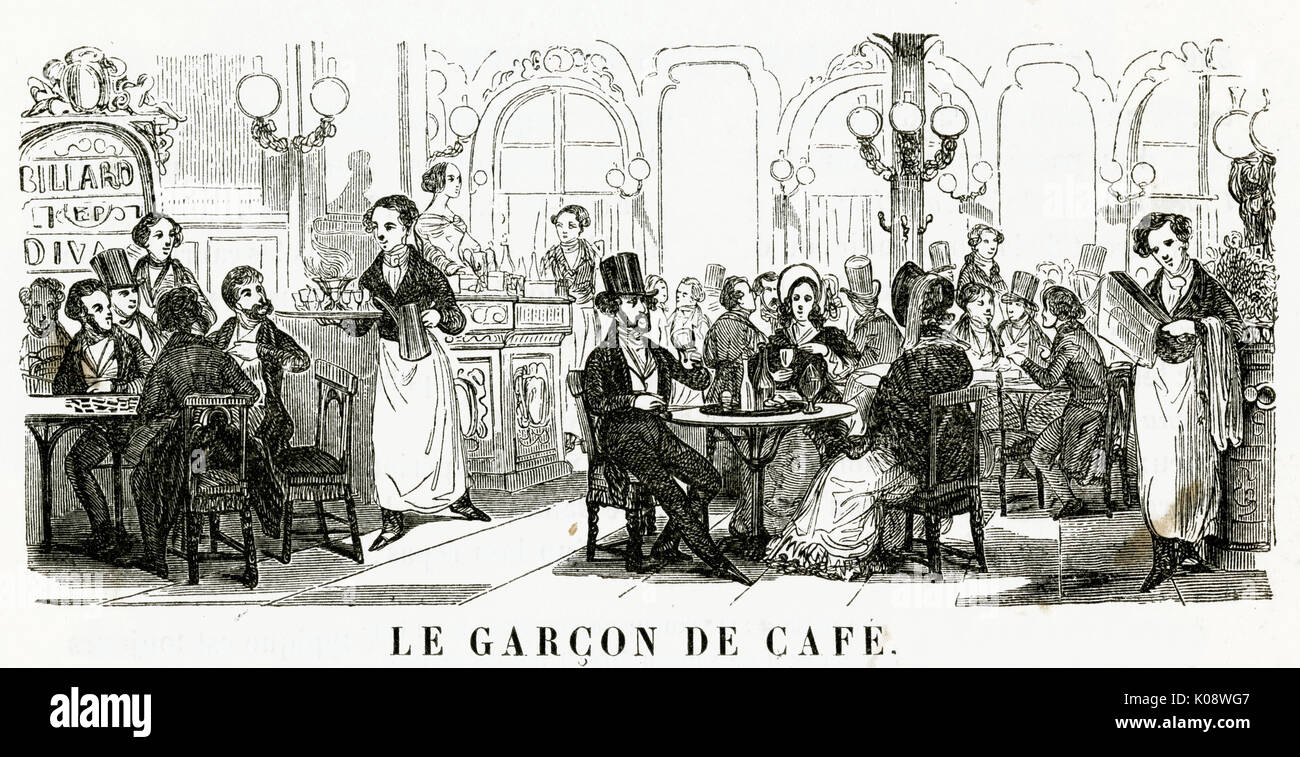 Le garcon de cafe, Paris 1850 Stock Photo - Alamy