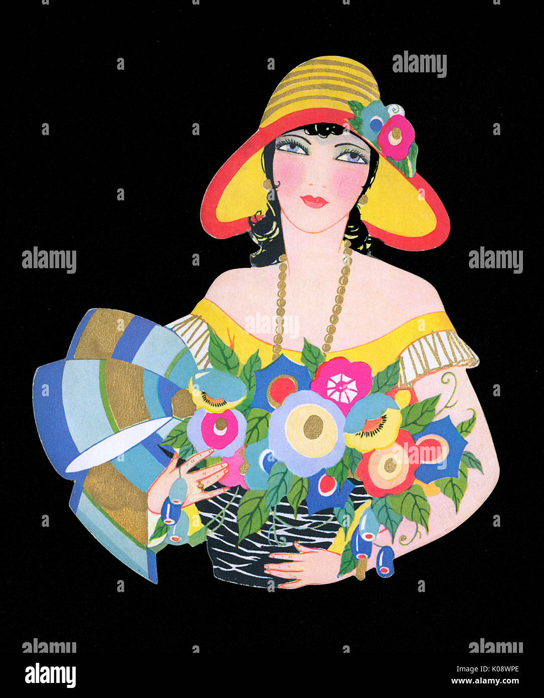 Stylish Art Deco lady - die cut bridge tally card - USA Stock Photo - Alamy