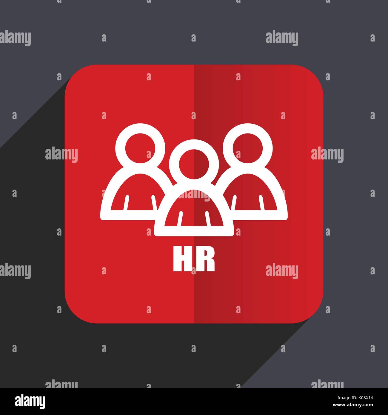 HR flat design web vector icon. Red square sign on gray background in ...