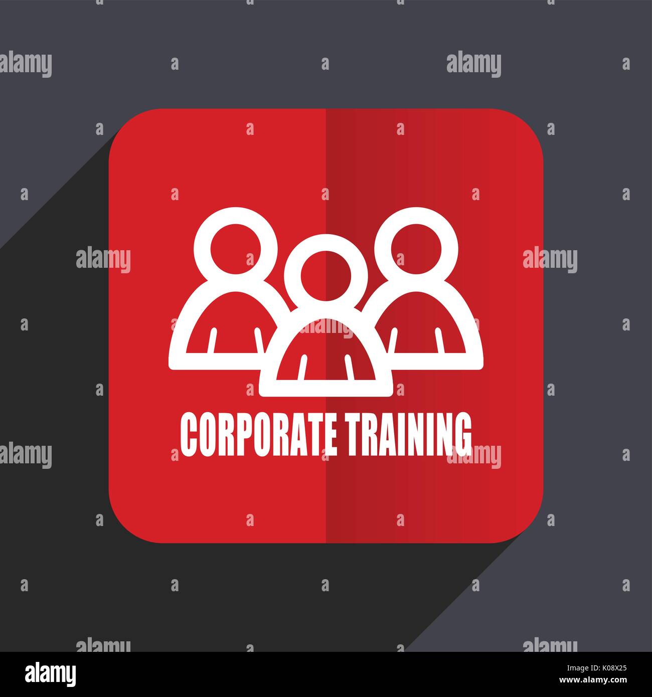 Corporate training flat design web vector icon. Red square sign on gray ...