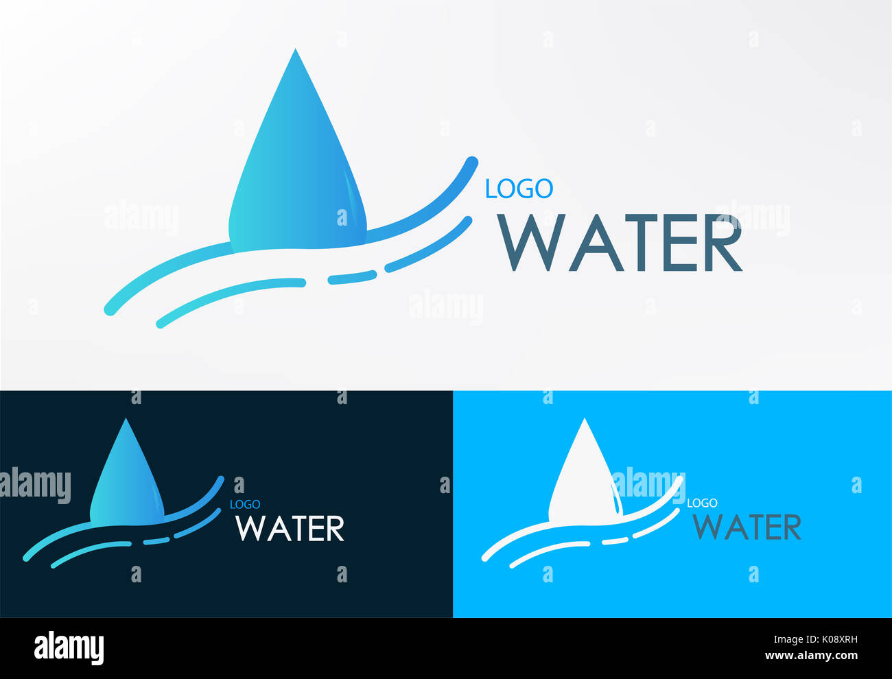 logo water line wave design vector graphic with three background Stock ...