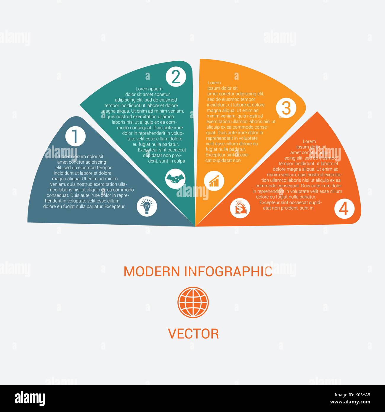 Business chart modern infographic vector template from color semicircle ...