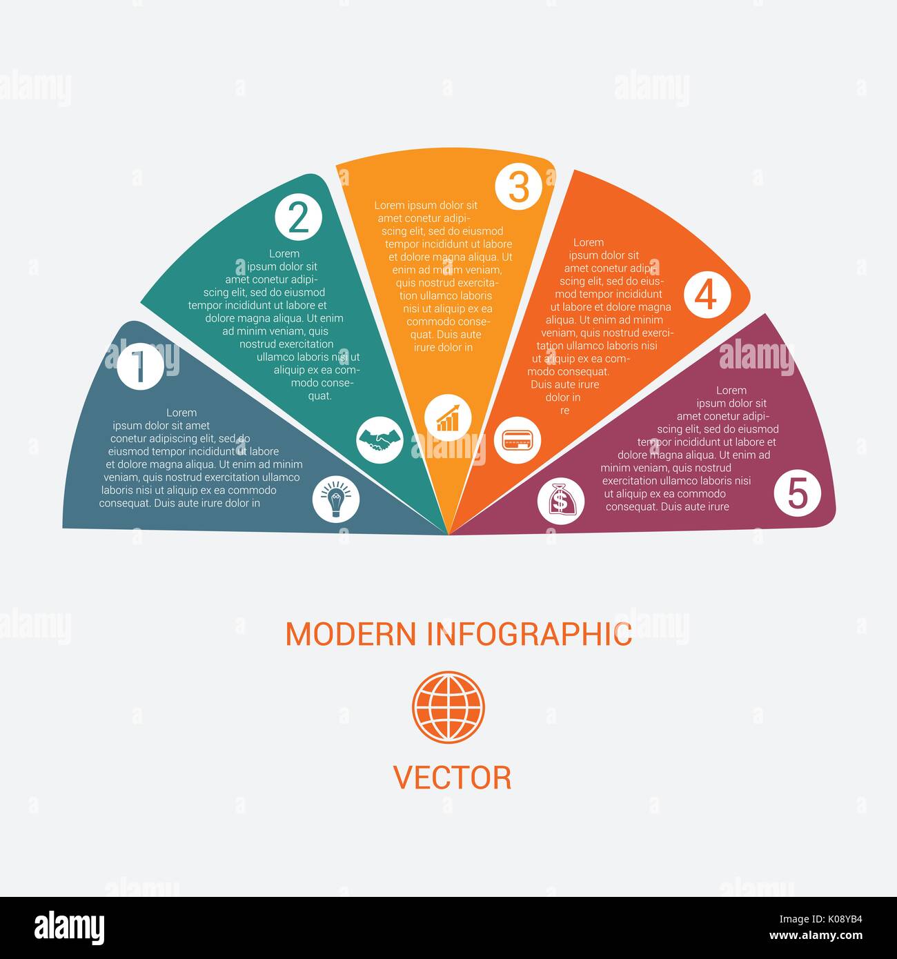 Business chart modern infographic vector template from color semicircle ...