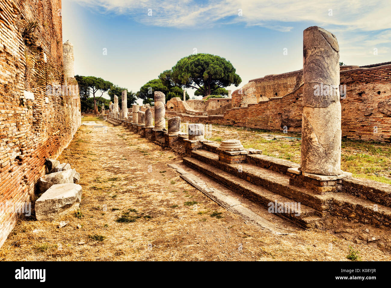 Archaeological Roman landscape in Ostia Antica - Rome - Italy Stock ...