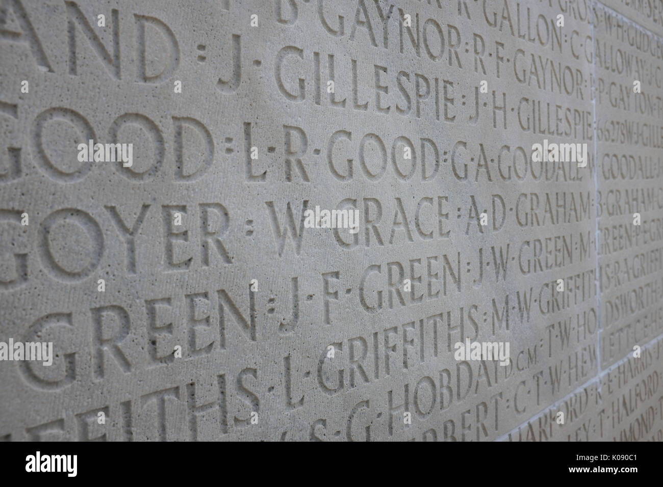 Names on the Canadian National Vimy Memorial, Vimy Ridge, France Stock ...
