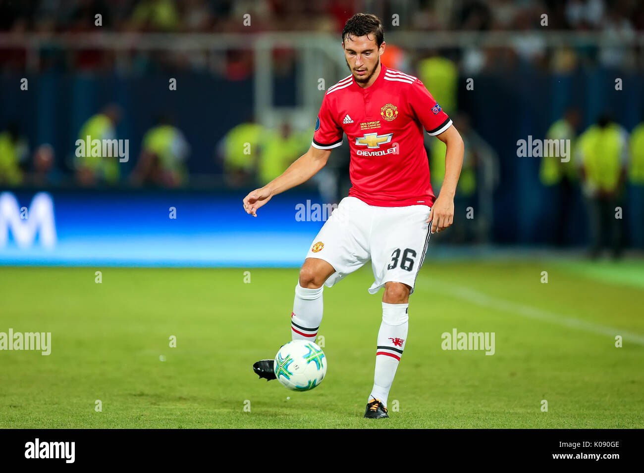 Skopje, FYROM - August 8,2017: Manchester United Matteo Darmian during ...