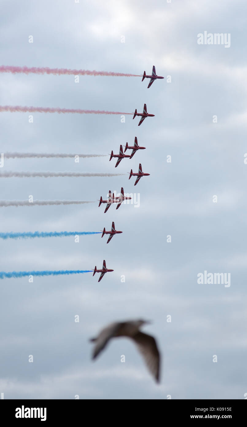 The Red Arrows display team at Blackpool air show 2017 Stock Photo - Alamy