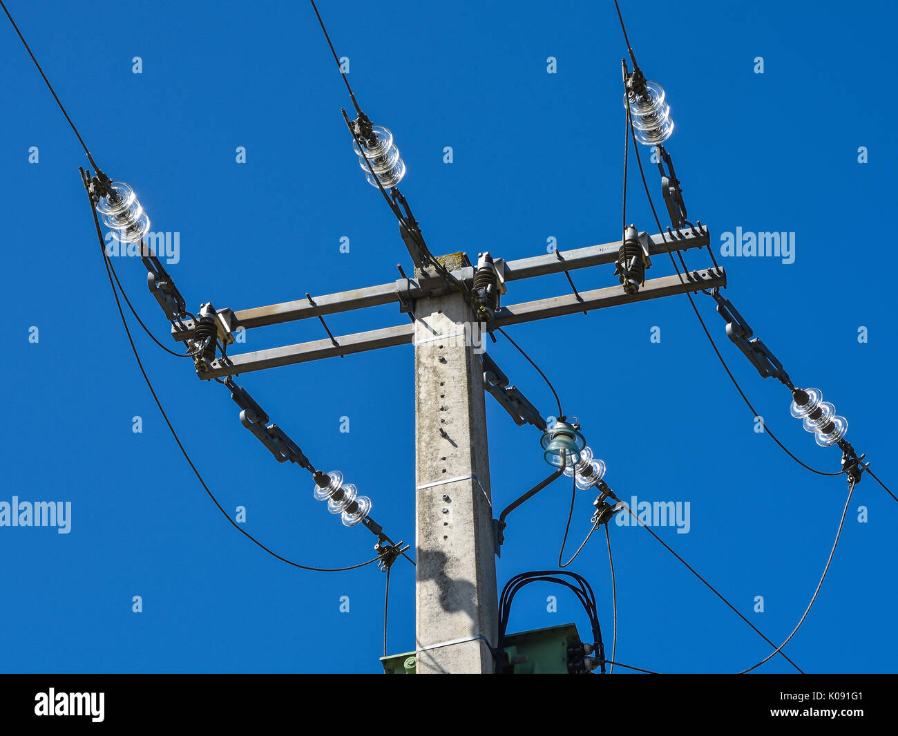 High-tension electricity pylon, France Stock Photo - Alamy