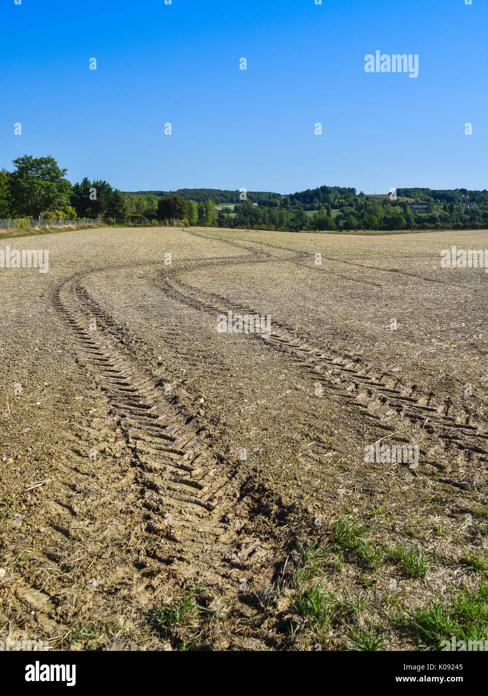 Tractor tyre tracks in farm field, FRance Stock Photo - Alamy