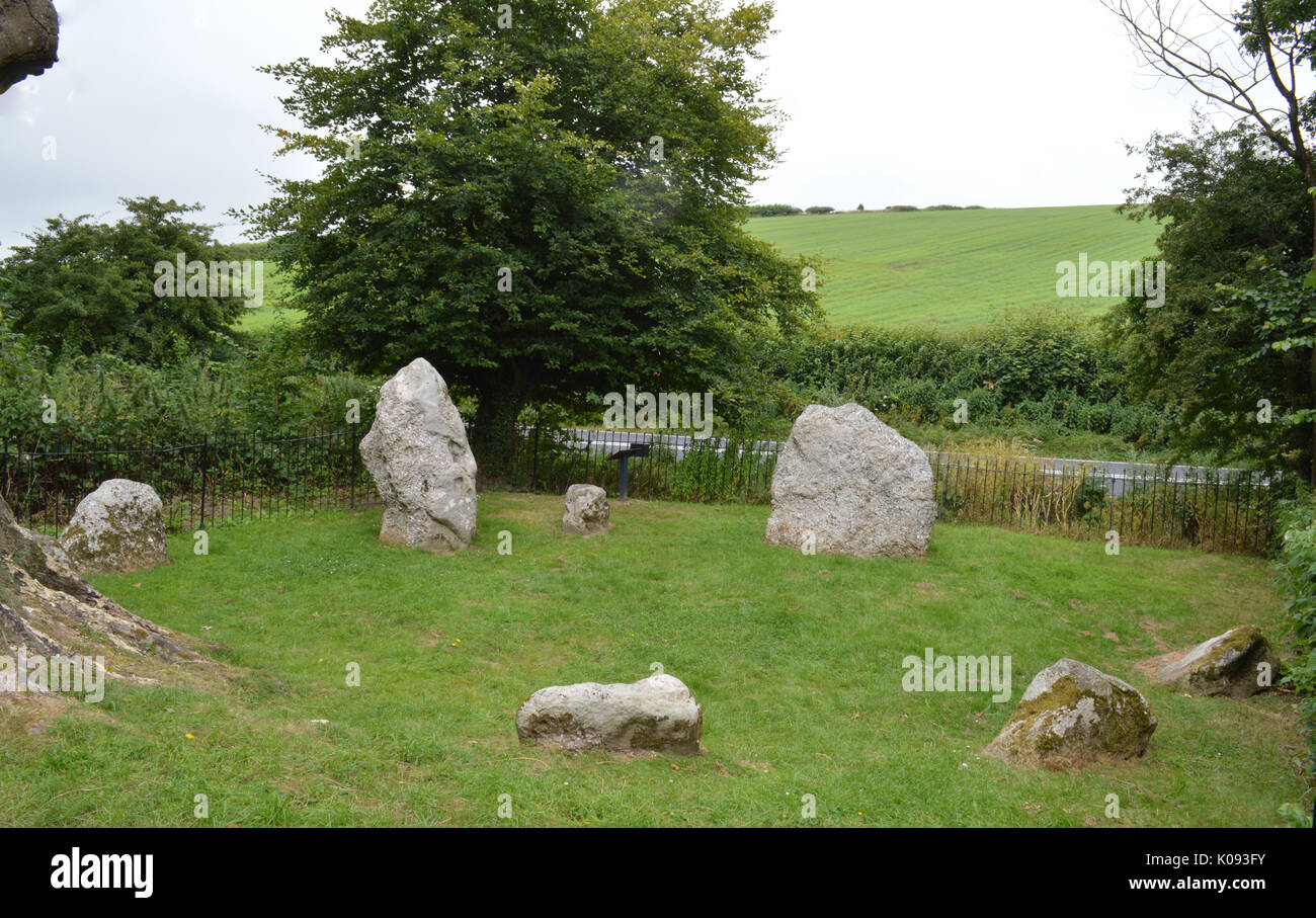 Winterbourne Abbas Nine Stones Ancient circle Stock Photo - Alamy