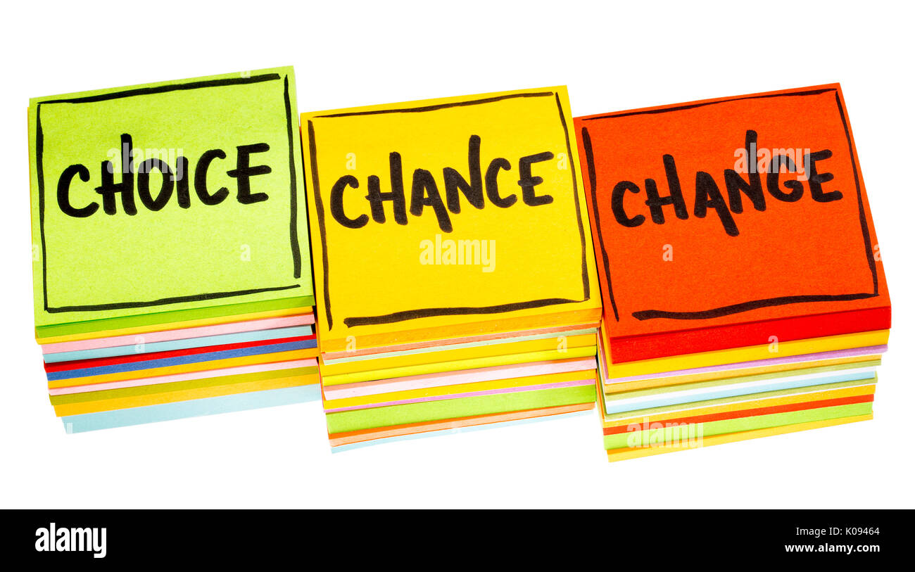 3C concept - choice, chance and change - handwriting in black ink on ...