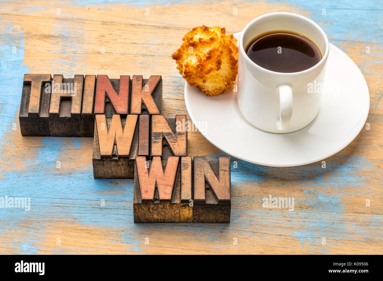 think win-win - word abstract in vintage letterpress wood type blocks ...