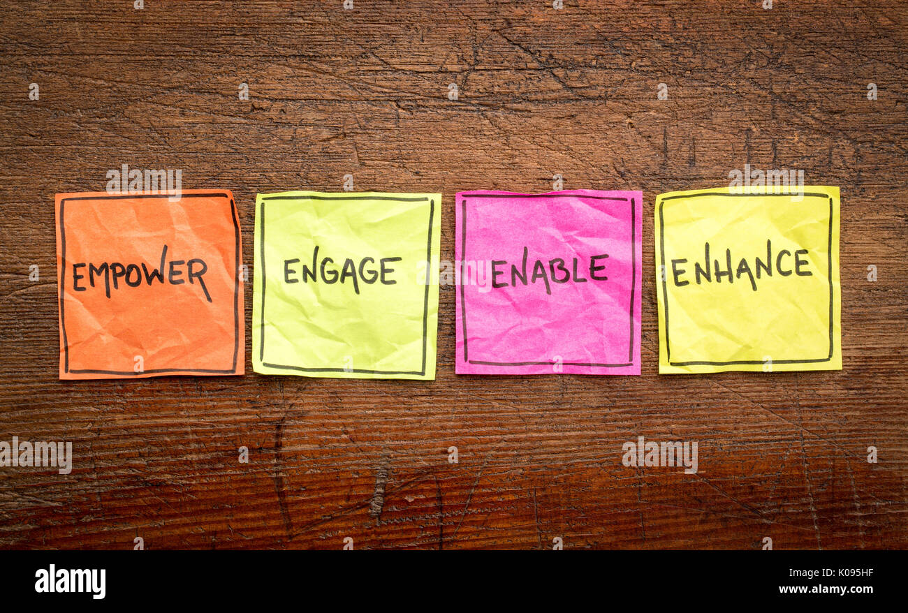 empower, engage, enable, and enhance inspirational concept ...