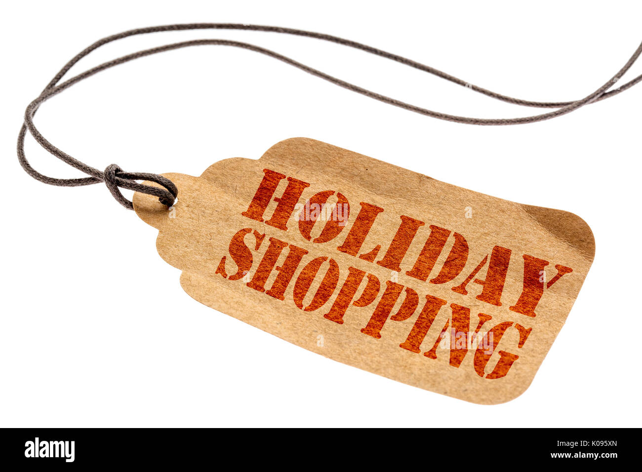 holiday shopping sign - a paper price tag with a twine isolated on ...