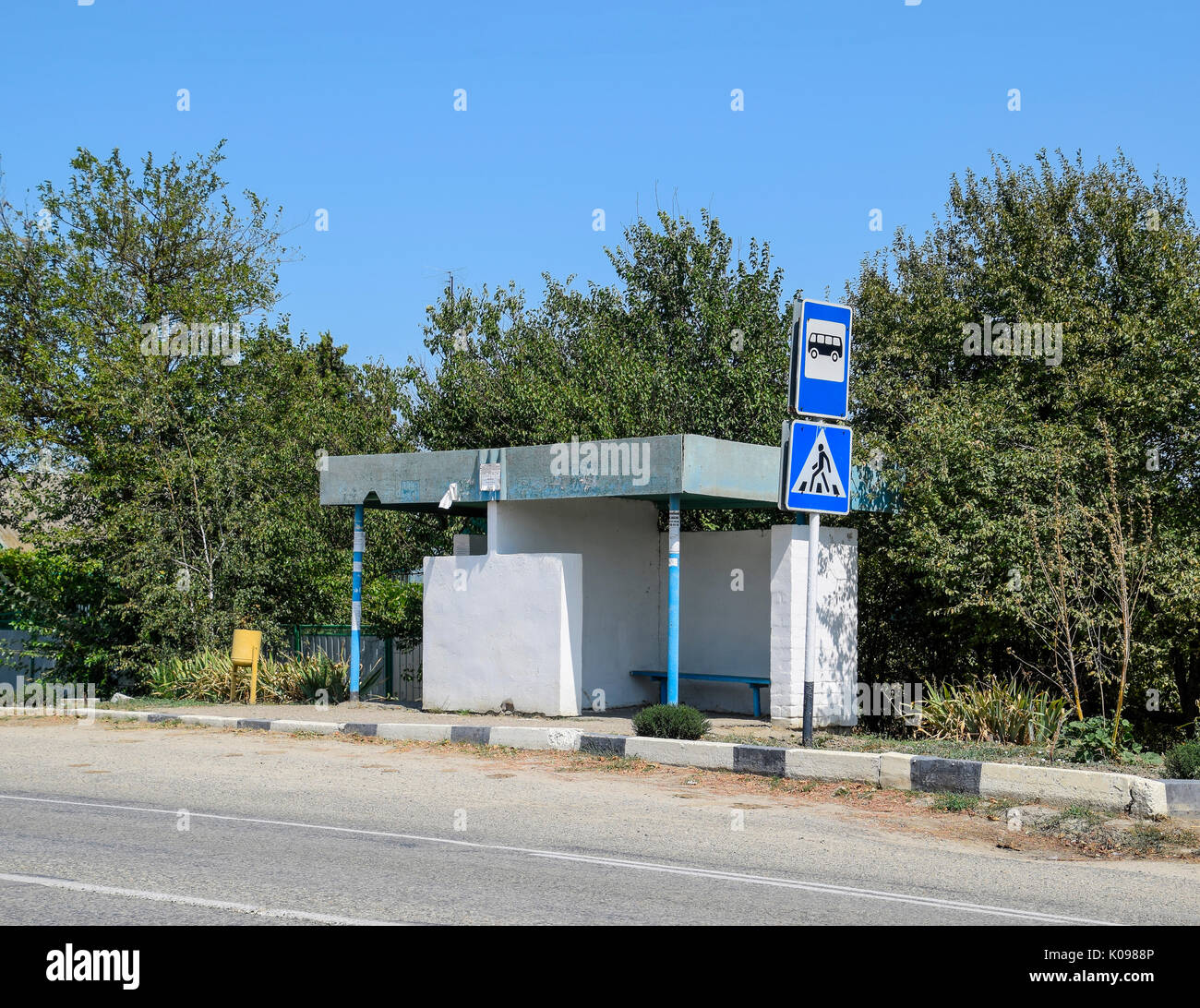 Bus stop in the countryside. Rural landscape Stock Photo - Alamy
