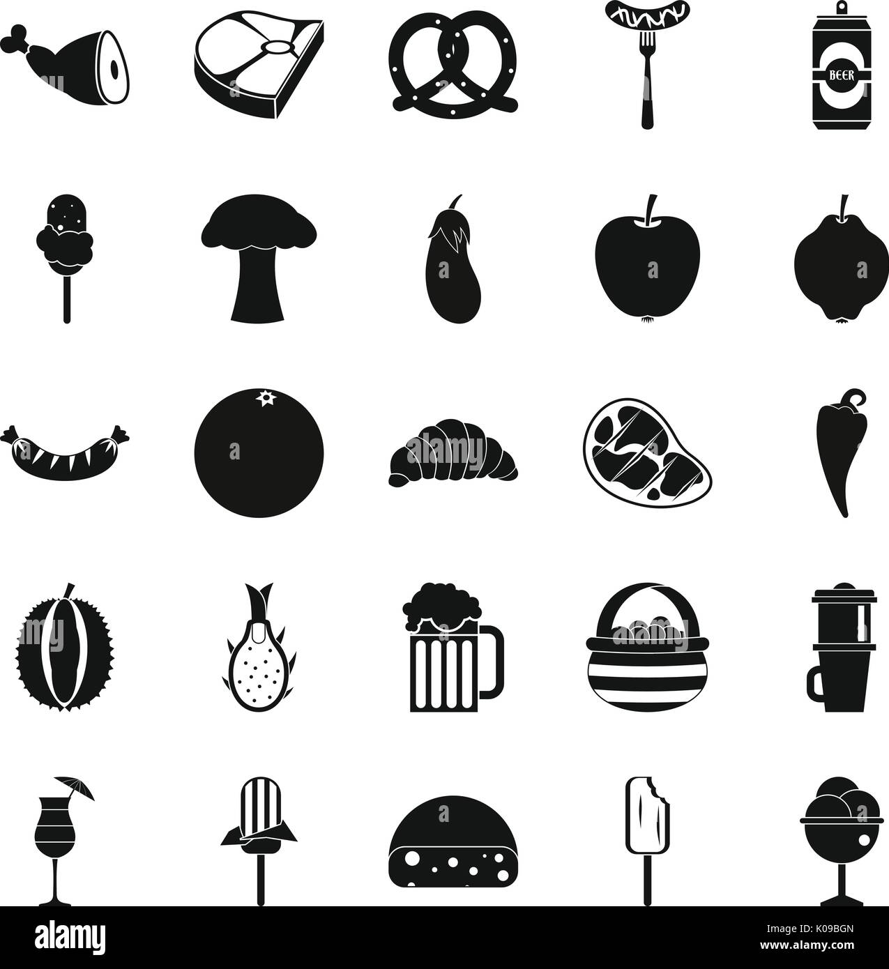 Food basket icons set, simple style Stock Vector Image & Art - Alamy