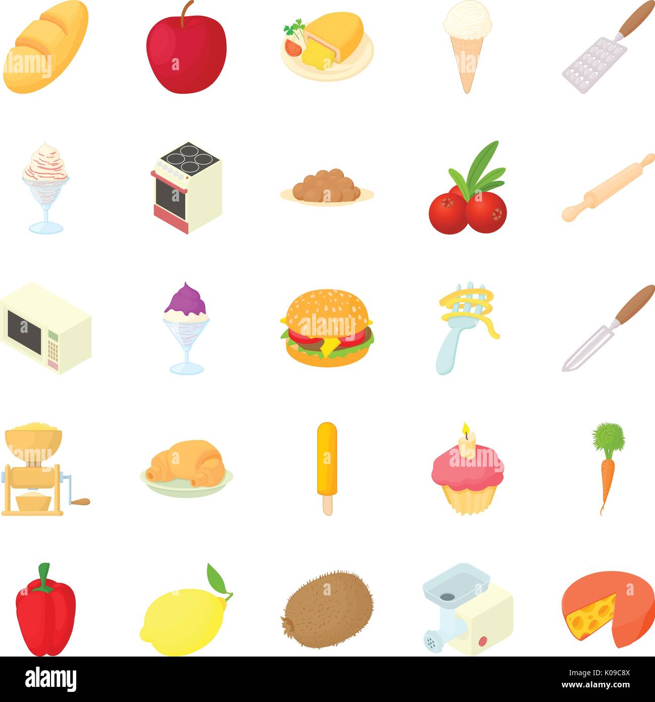 Kitchen appliances icons set, cartoon style Stock Vector Image & Art ...