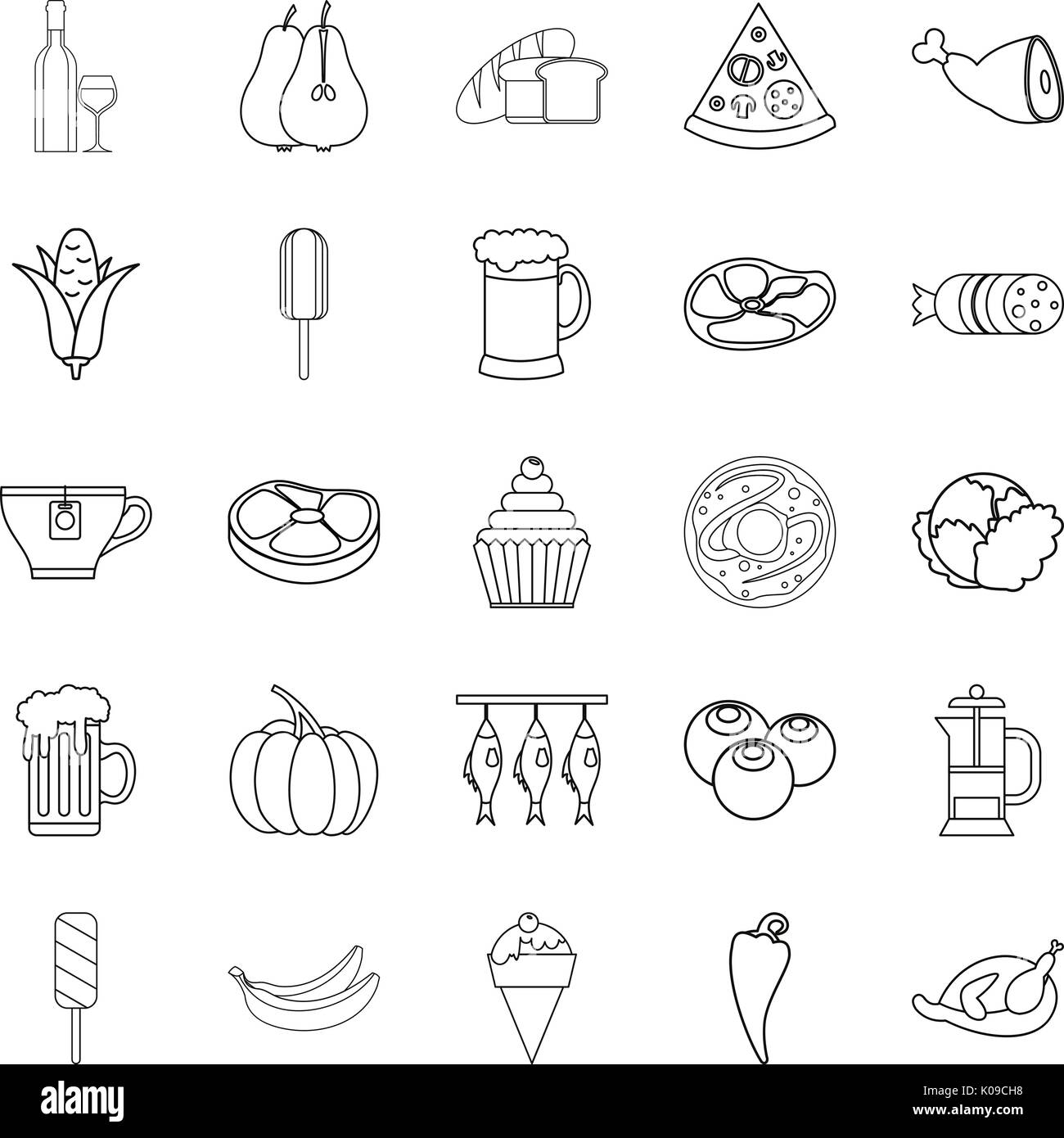 Binge icons set, outline style Stock Vector Image & Art - Alamy