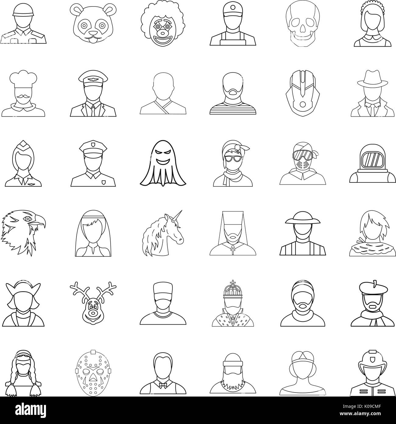 Avatar icons set, outline style Stock Vector Image & Art - Alamy