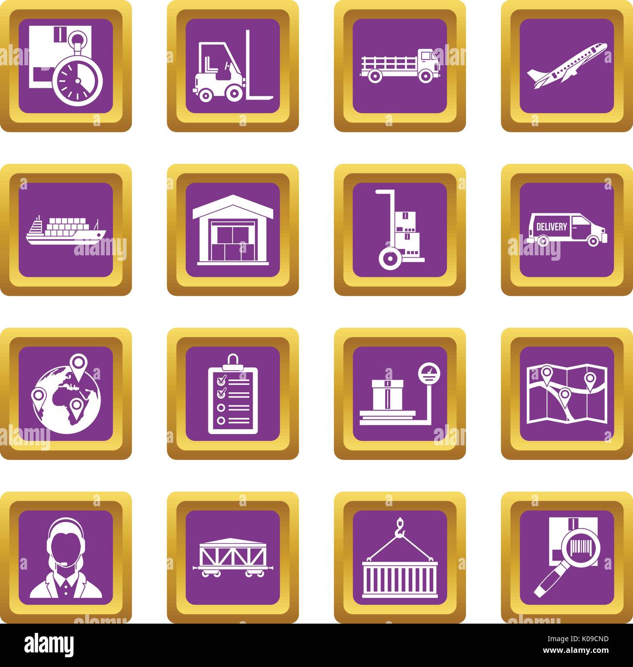 Logistic icons set purple Stock Vector Image & Art - Alamy