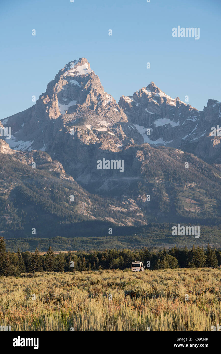 Grand Teton with RV Stock Photo - Alamy