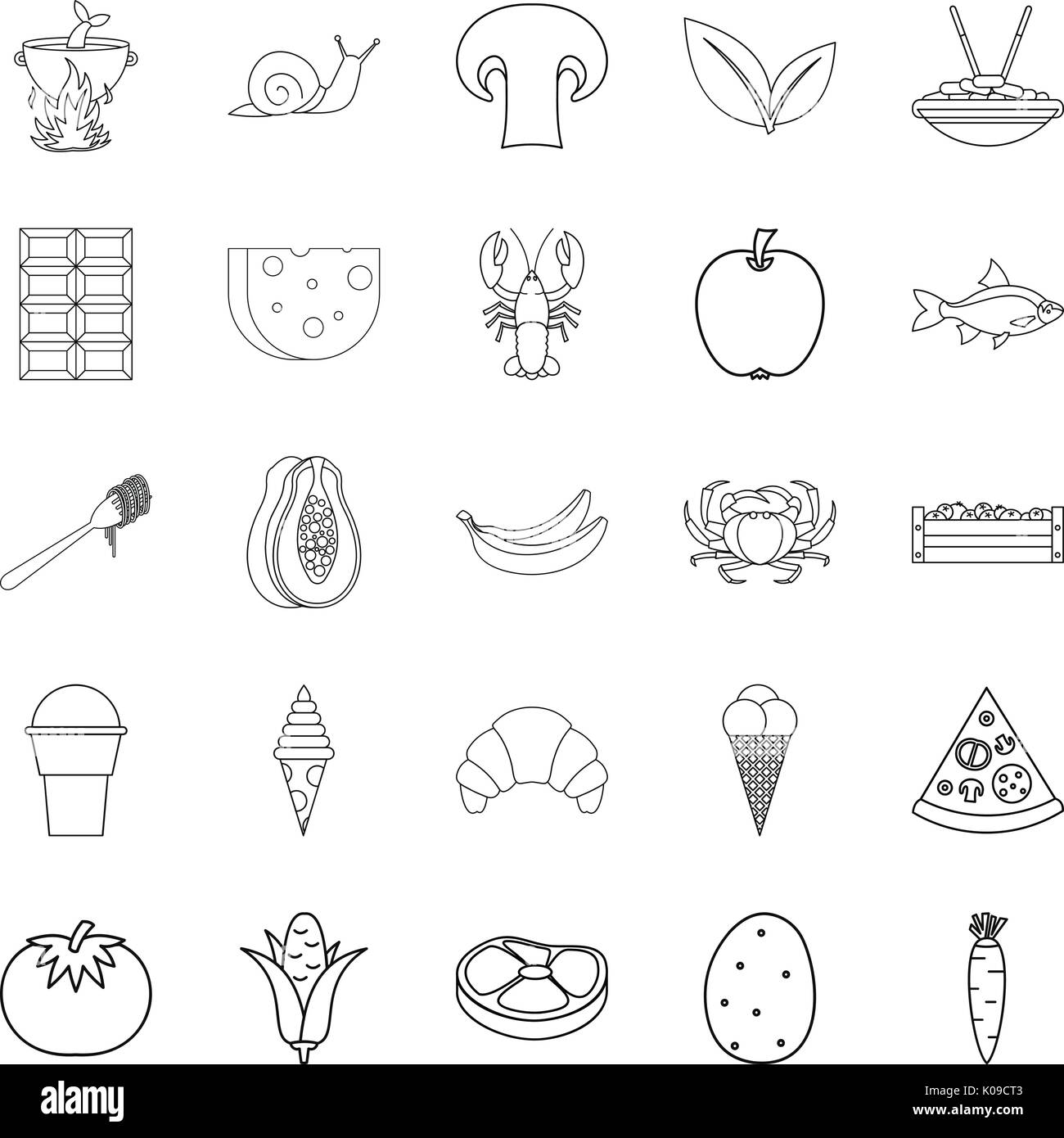 Edible icons set, outline style Stock Vector Image & Art - Alamy