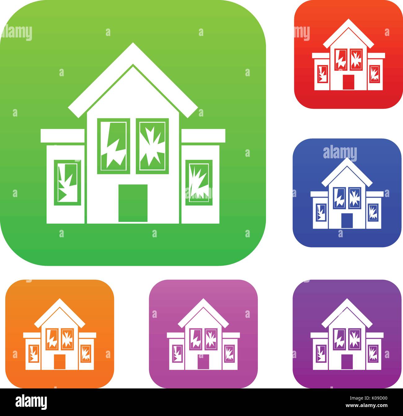 House with broken windows set collection Stock Vector Image & Art - Alamy