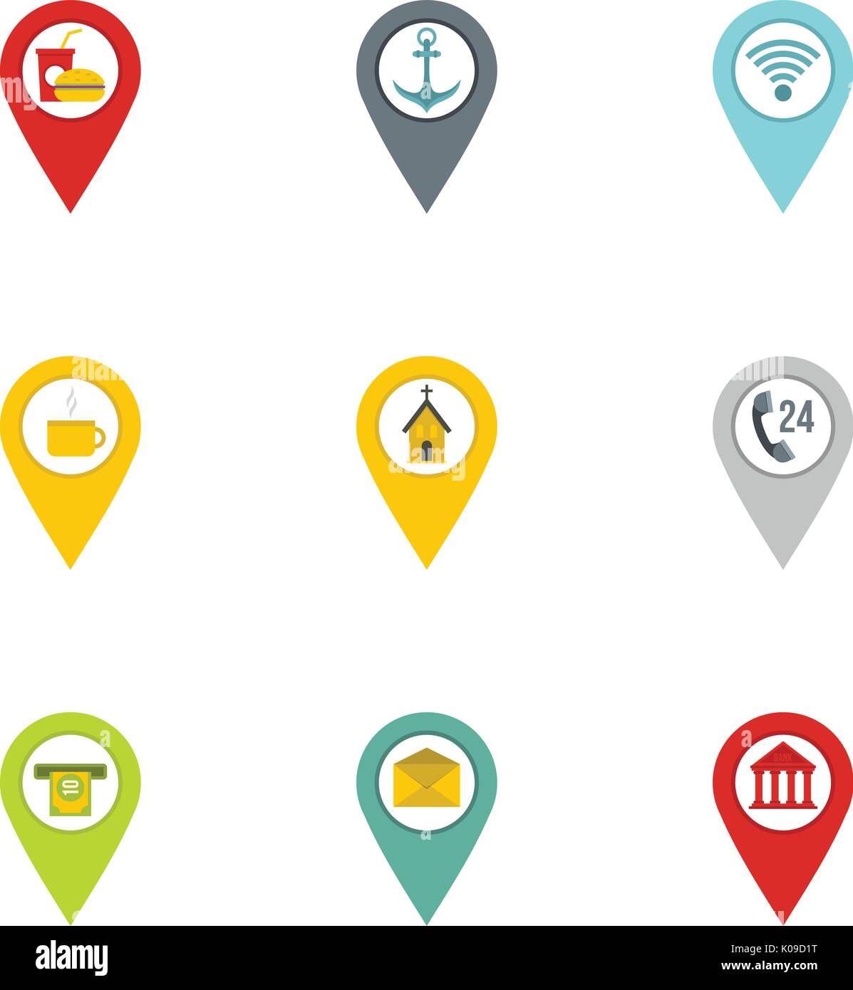 Travel pins icon set, flat style Stock Vector Image & Art - Alamy