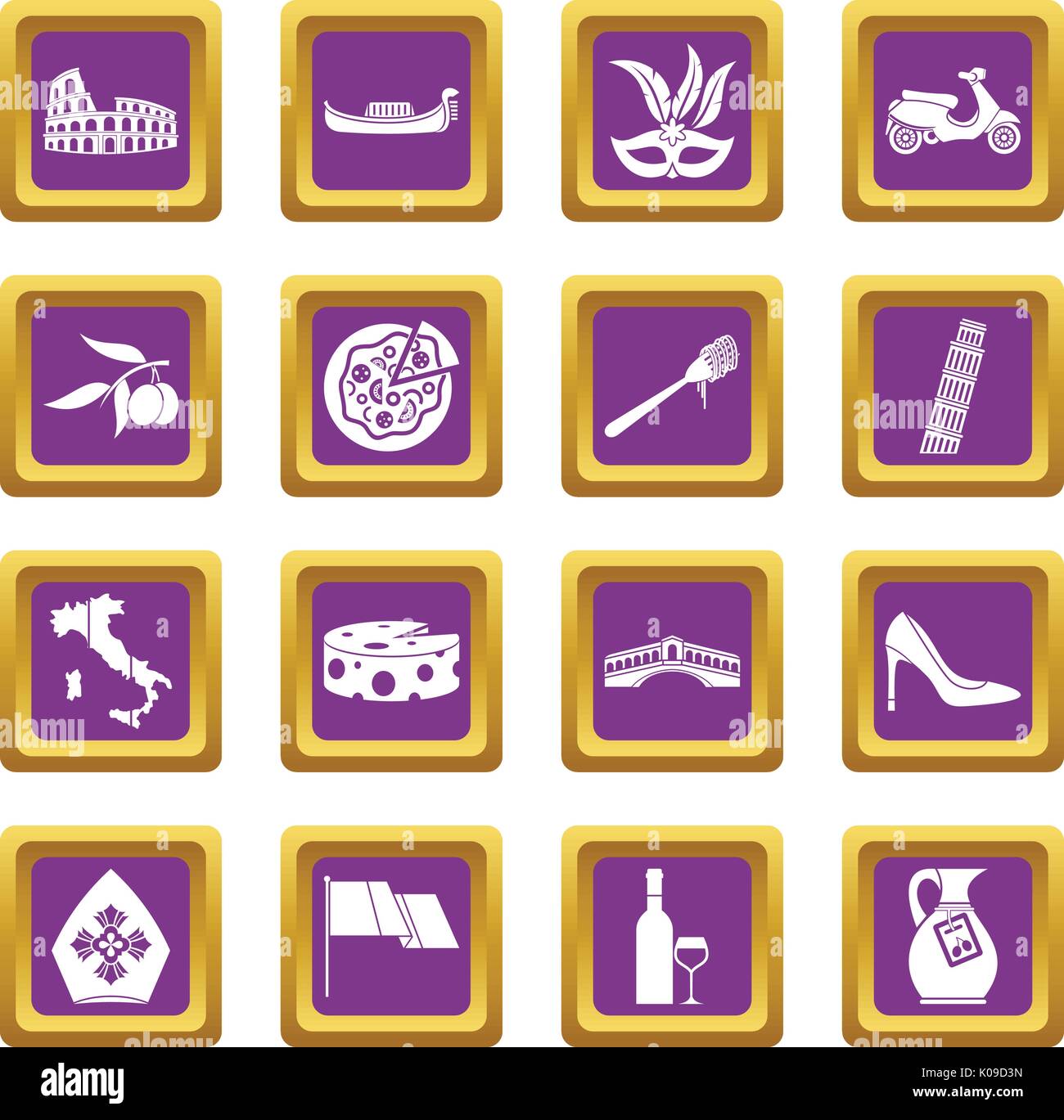 Italia icons set purple Stock Vector Image & Art - Alamy