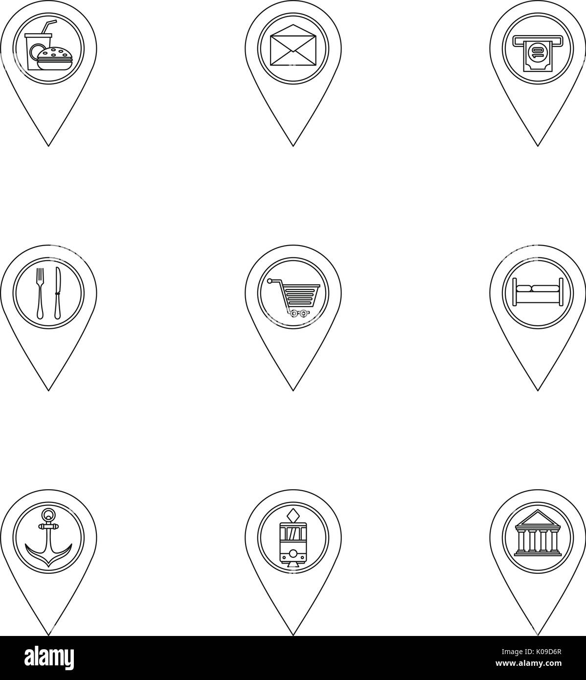 Plan of pins icon set, outline style Stock Vector Image & Art - Alamy