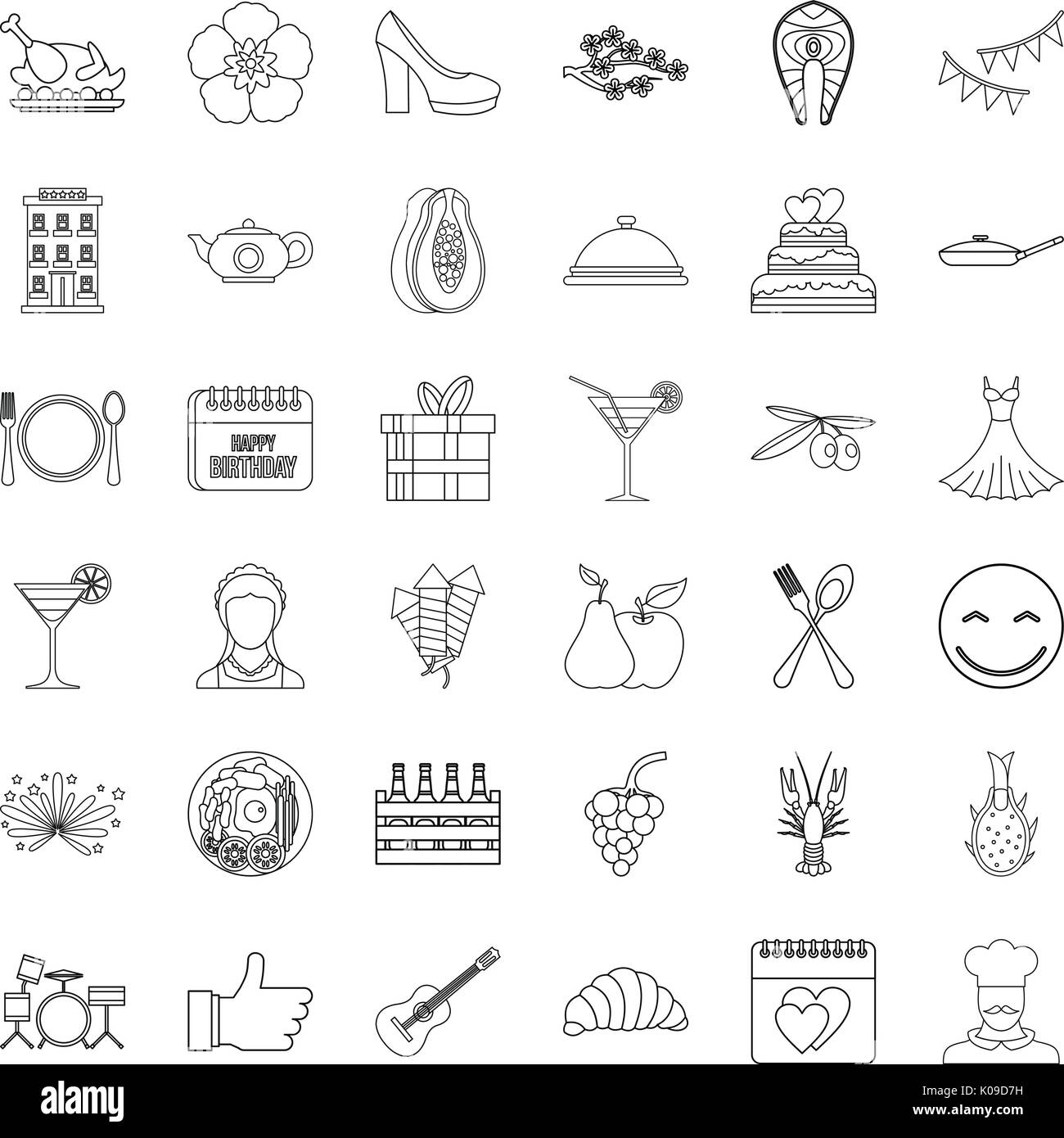 Banquet icons set, outline style Stock Vector Image & Art - Alamy