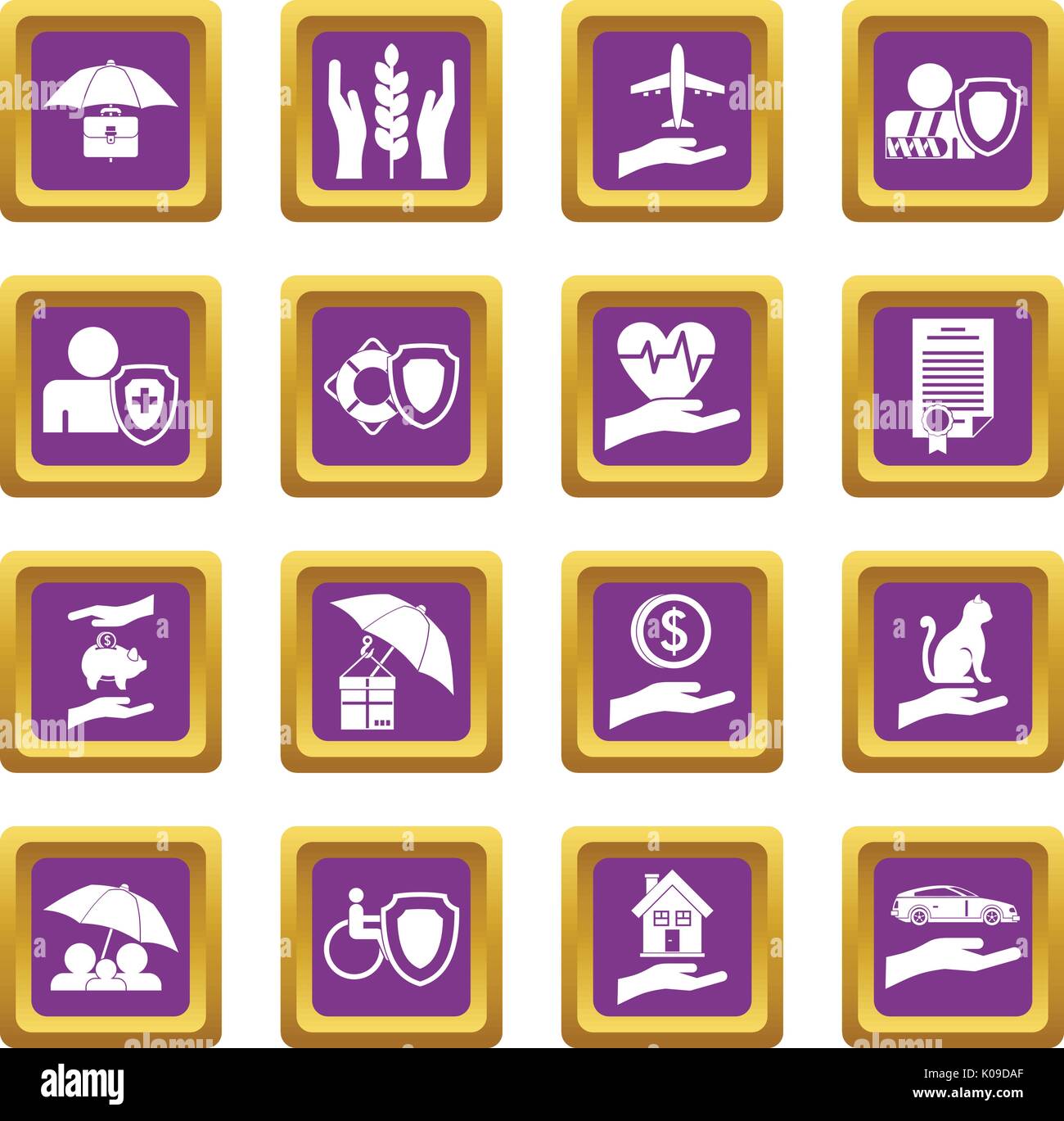 Insurance icons set purple Stock Vector Image & Art - Alamy
