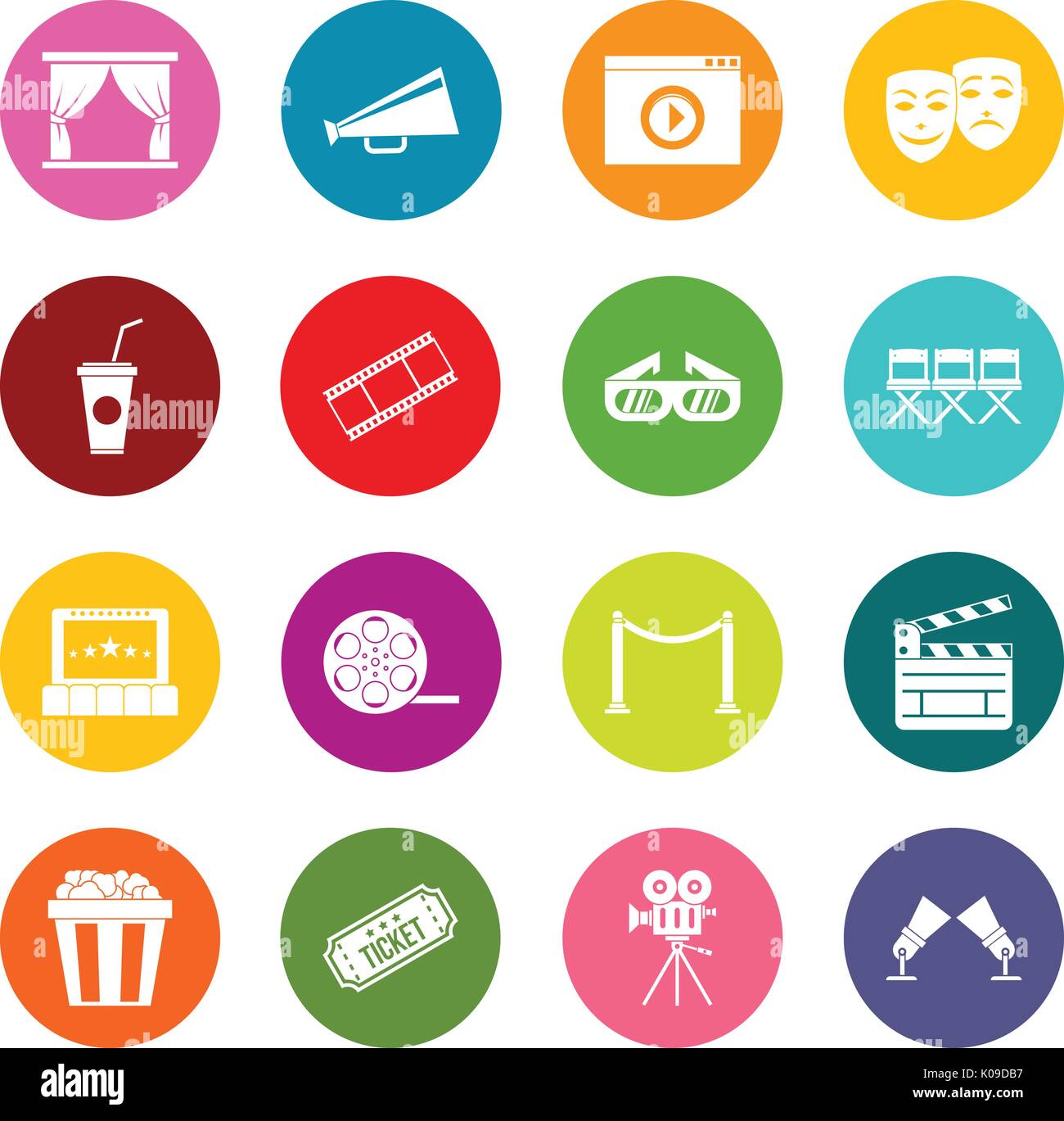 Cinema icons many colors set Stock Vector Image & Art - Alamy