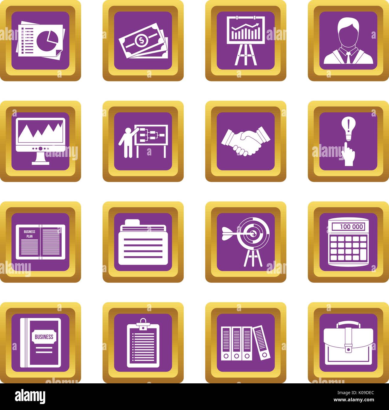 Business plan icons set purple Stock Vector Image & Art - Alamy