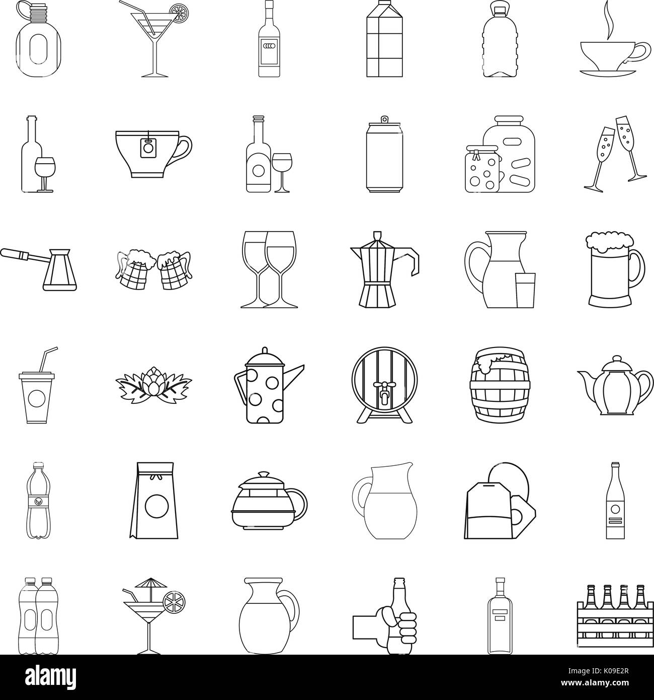 Beverage icons set, outline style Stock Vector Image & Art - Alamy