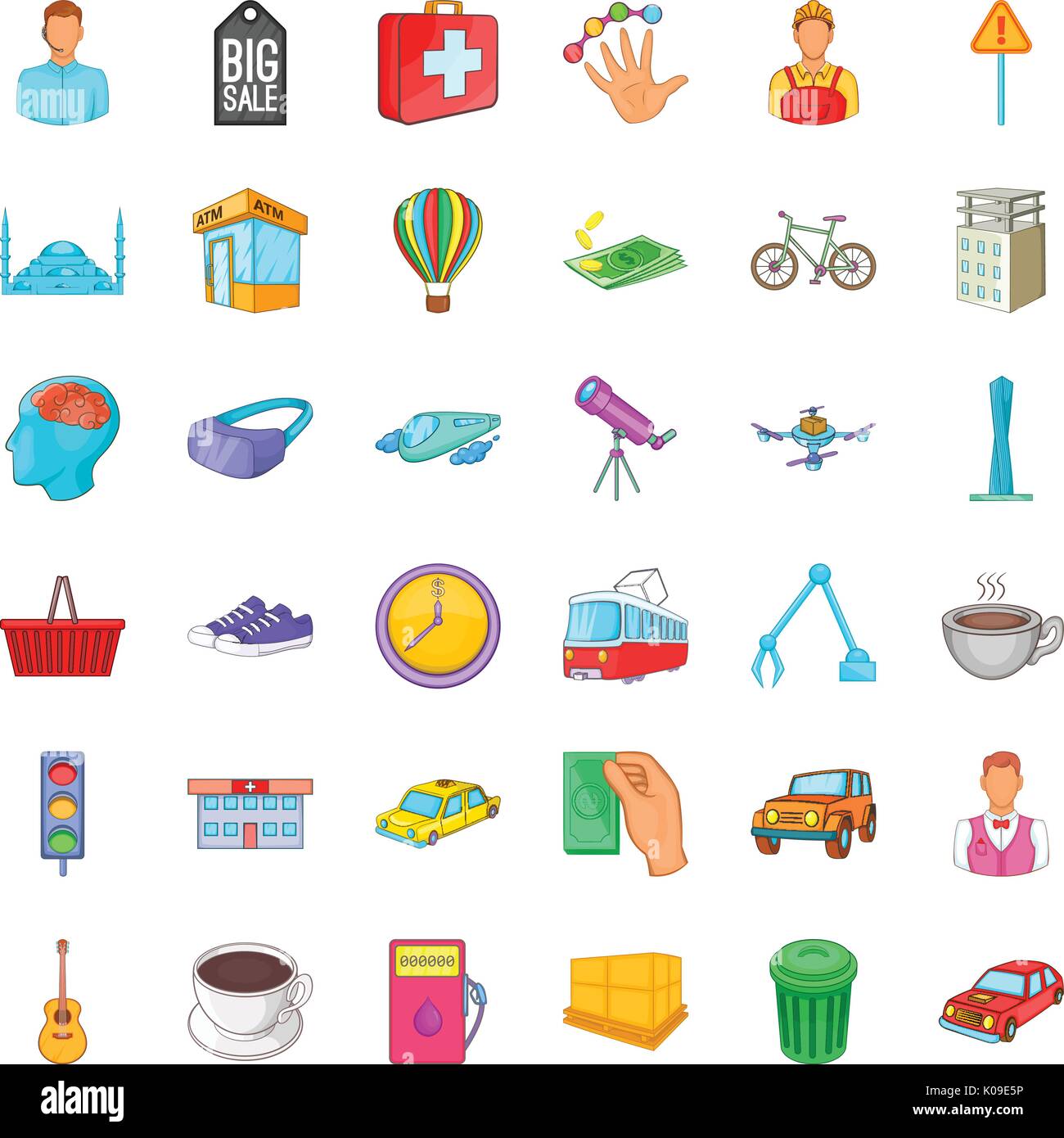 Town icons set, cartoon style Stock Vector Image & Art - Alamy