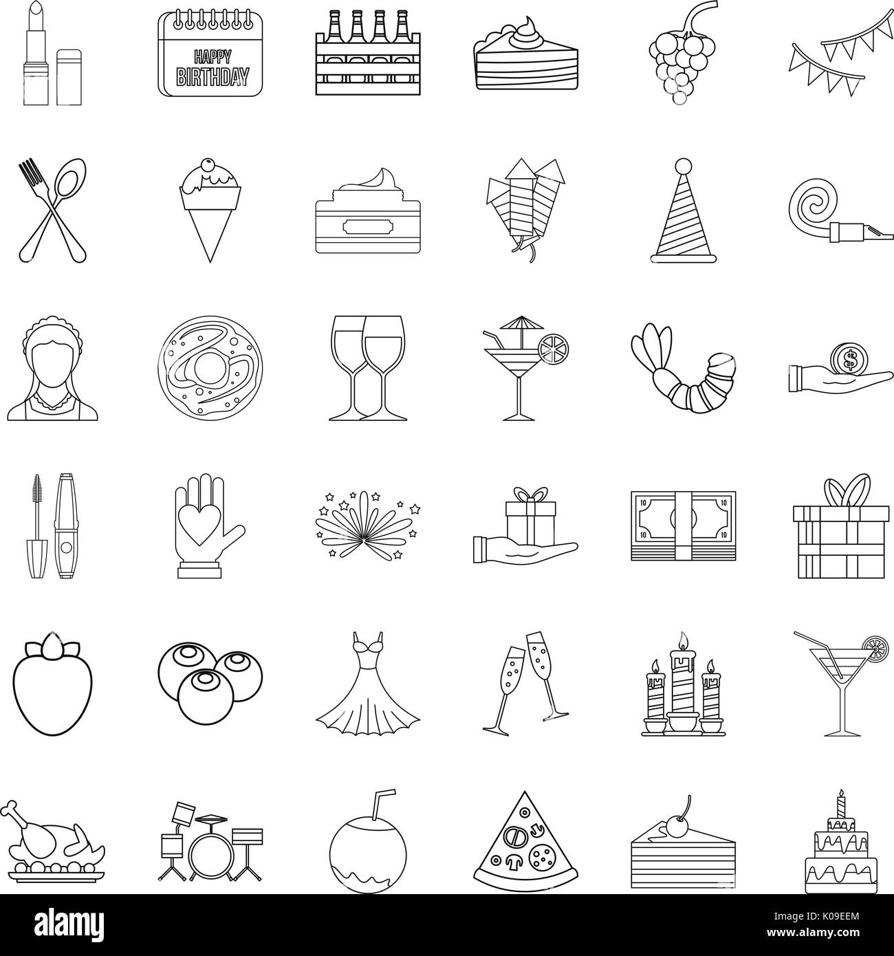 Birthday party icons set, outline style Stock Vector Image & Art - Alamy