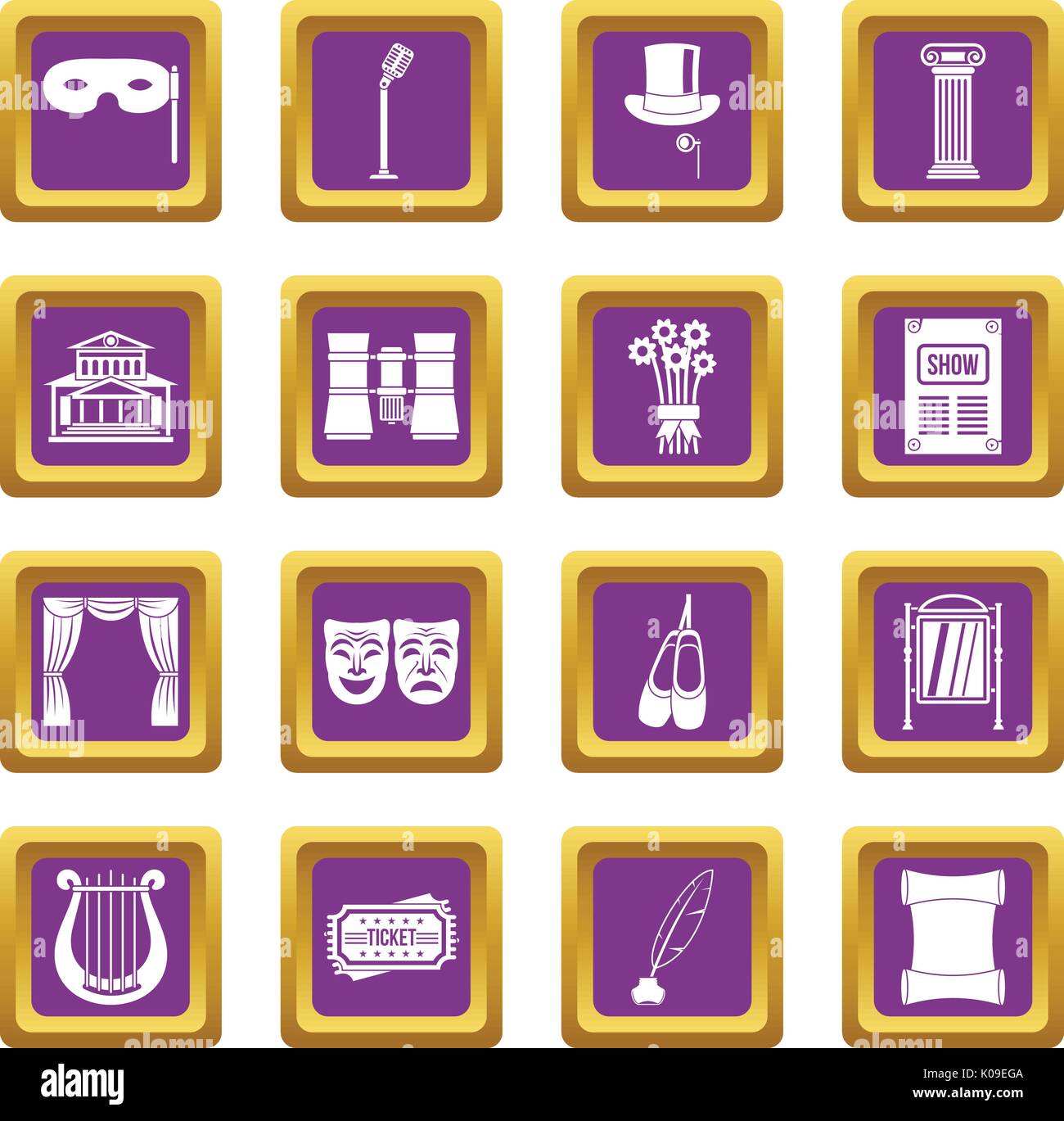 Theater icons set purple Stock Vector Image & Art - Alamy