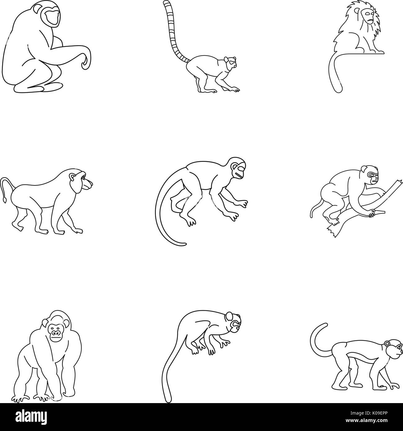 Wild monkey icon set, outline style Stock Vector Image & Art - Alamy