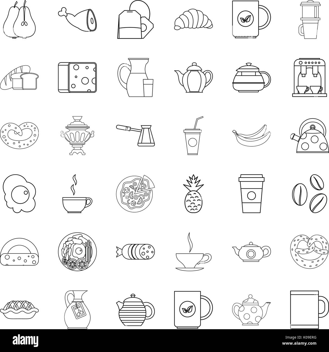 Breakfast icons set, outline style Stock Vector Image & Art - Alamy