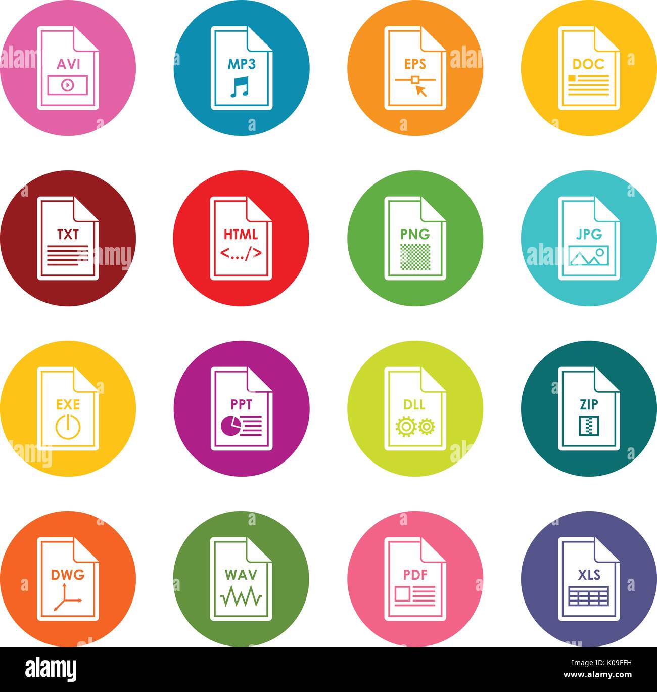 File format icons many colors set Stock Vector Image & Art - Alamy