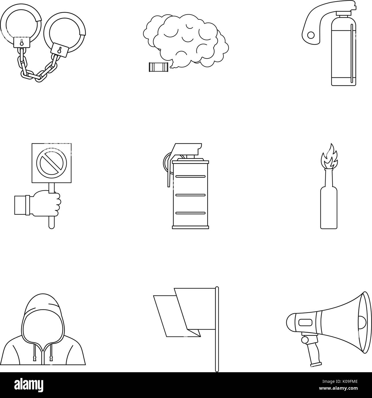 Freedom demonstration icon set, outline style Stock Vector Image & Art ...